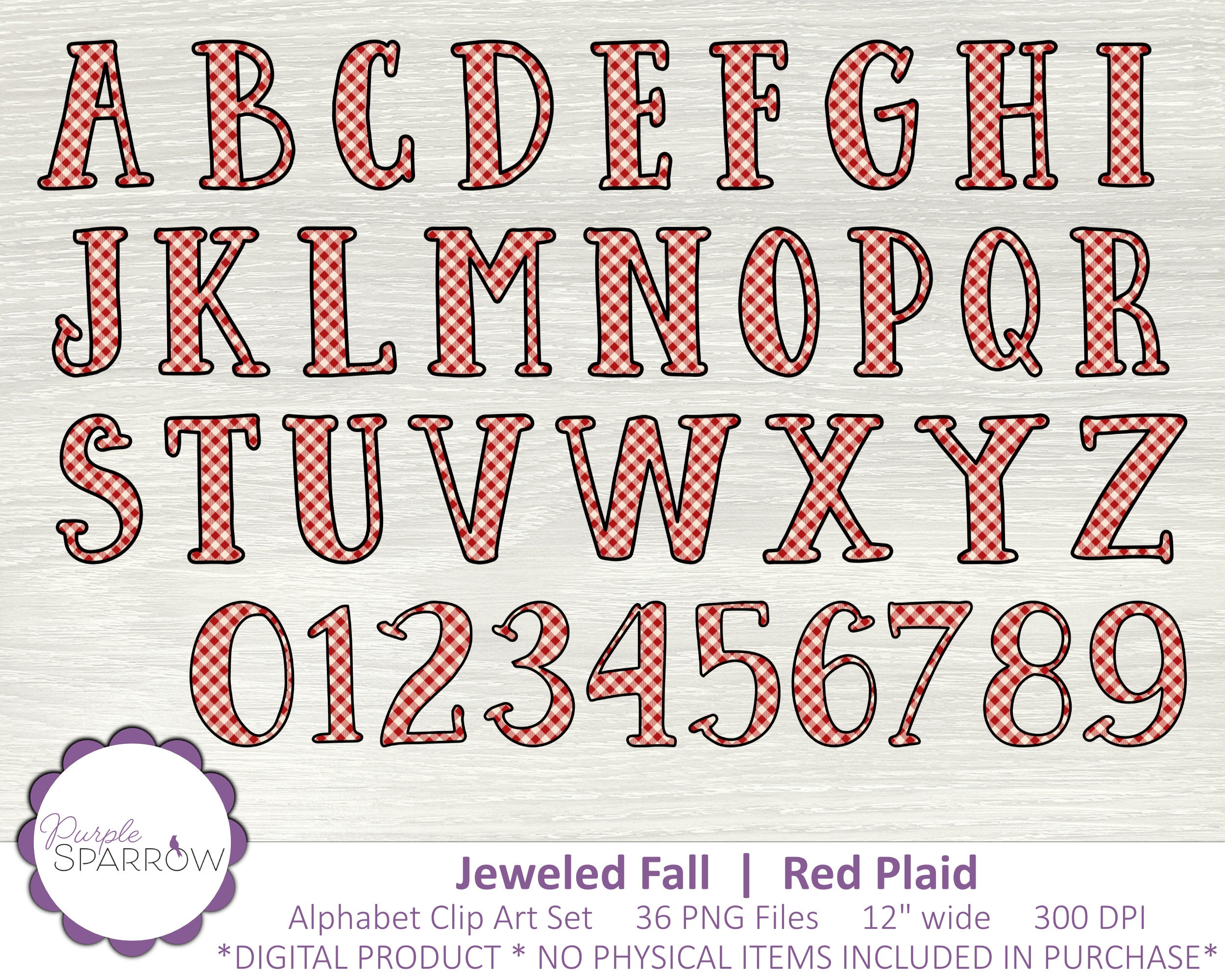 Jeweled Fall | RED PLAID | Alphabet Clip Art | 36 PNG Files - Etsy