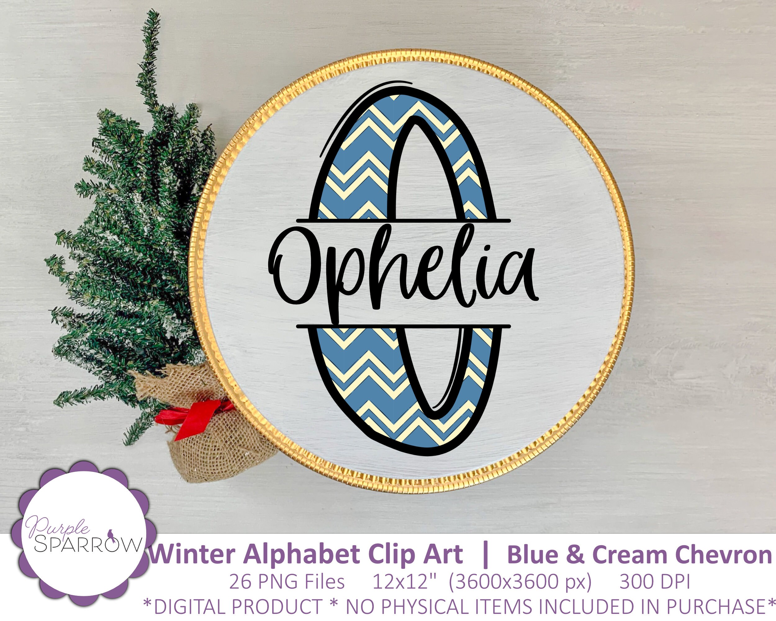 Winter Alphabet Clip Art | Blue & Cream Chevron | 26 PNG Files - Etsy