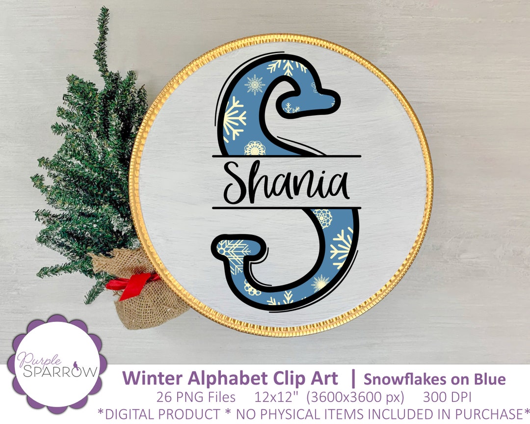 Winter Alphabet Clip Art | Snowflakes on Blue | 26 PNG Files - Etsy