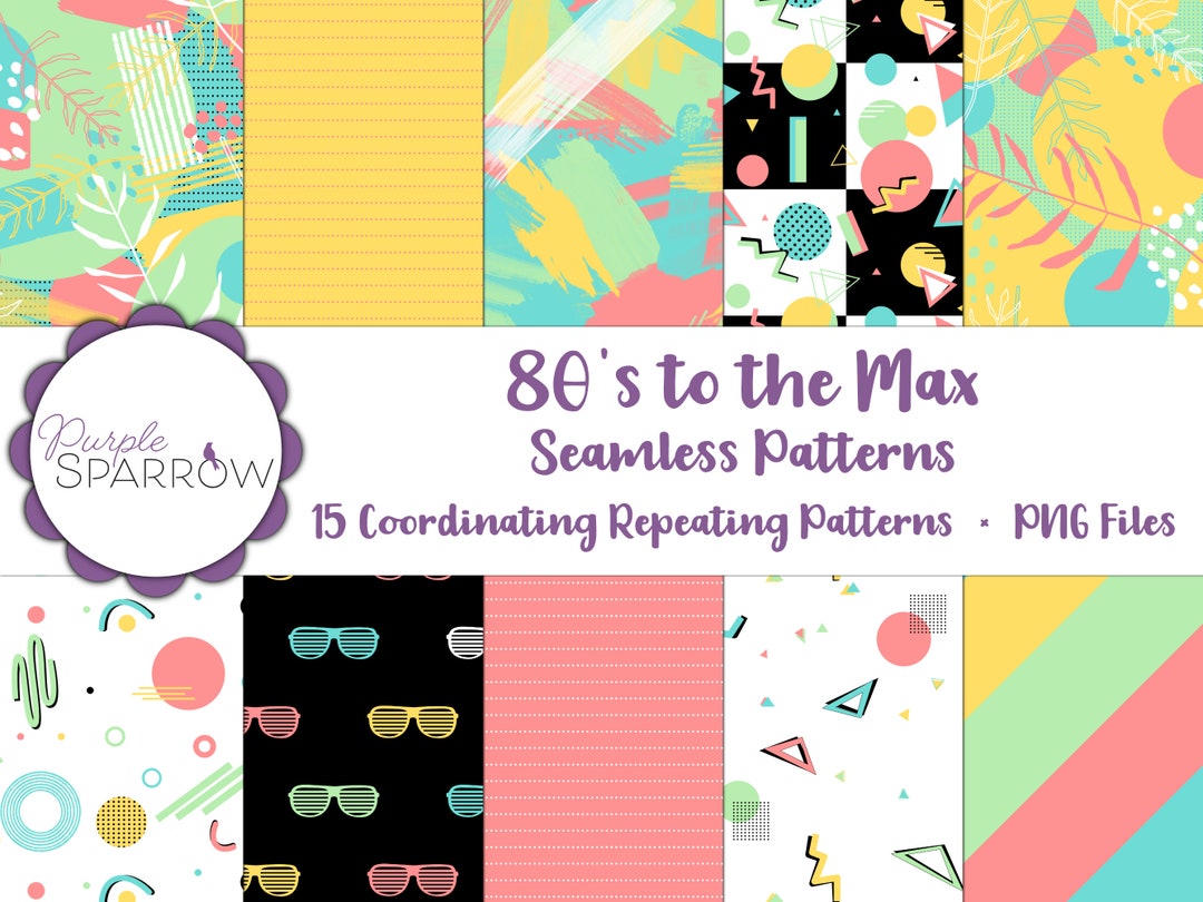 80's to the Max Seamless Patterns | Memphis Style | Retro | Pastels - Etsy