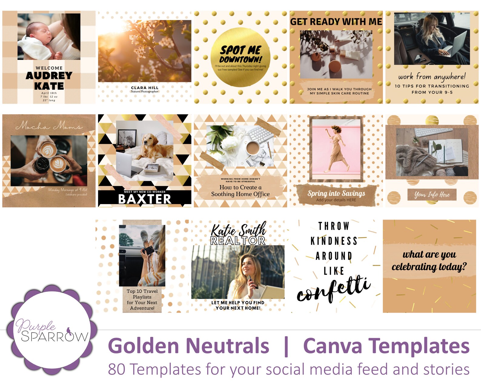 Golden Neutrals | Canva Templates for Your Social Media Feed and ...