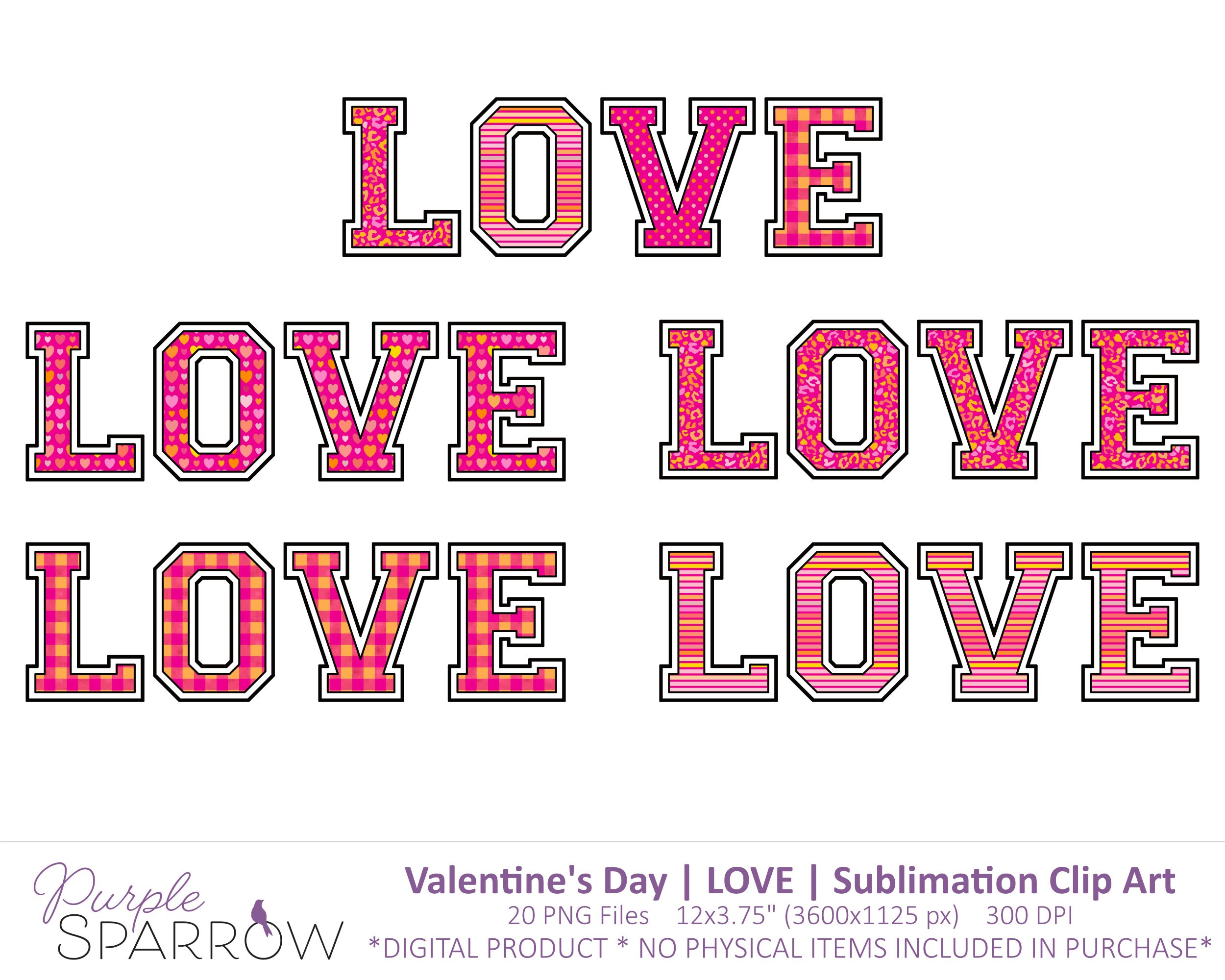 Valentine's Day LOVE Clip Art Bundle | 20 Pngs - Etsy