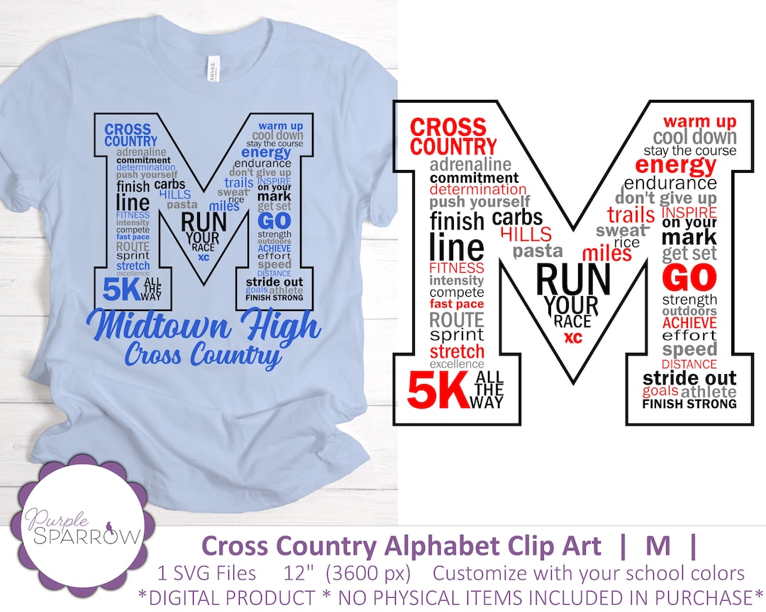 Cross Country Clip Art SVG | M | Sublimation Design for Shirts, Totes ...