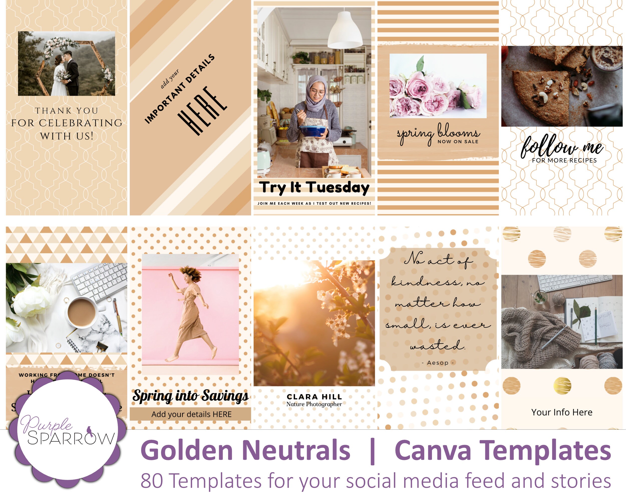 Golden Neutrals | Canva Templates for Your Social Media Feed and ...