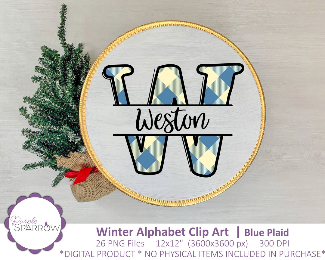 Winter Alphabet Clip Art | Blue Plaid | 26 PNG Files - Etsy