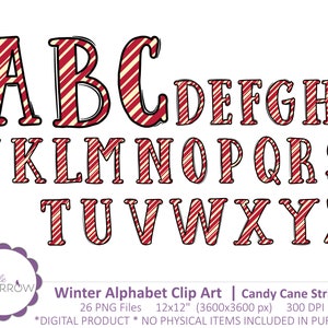 Winter Alphabet Clip Art | Candy Cane Stripes | 26 PNG Files - Etsy