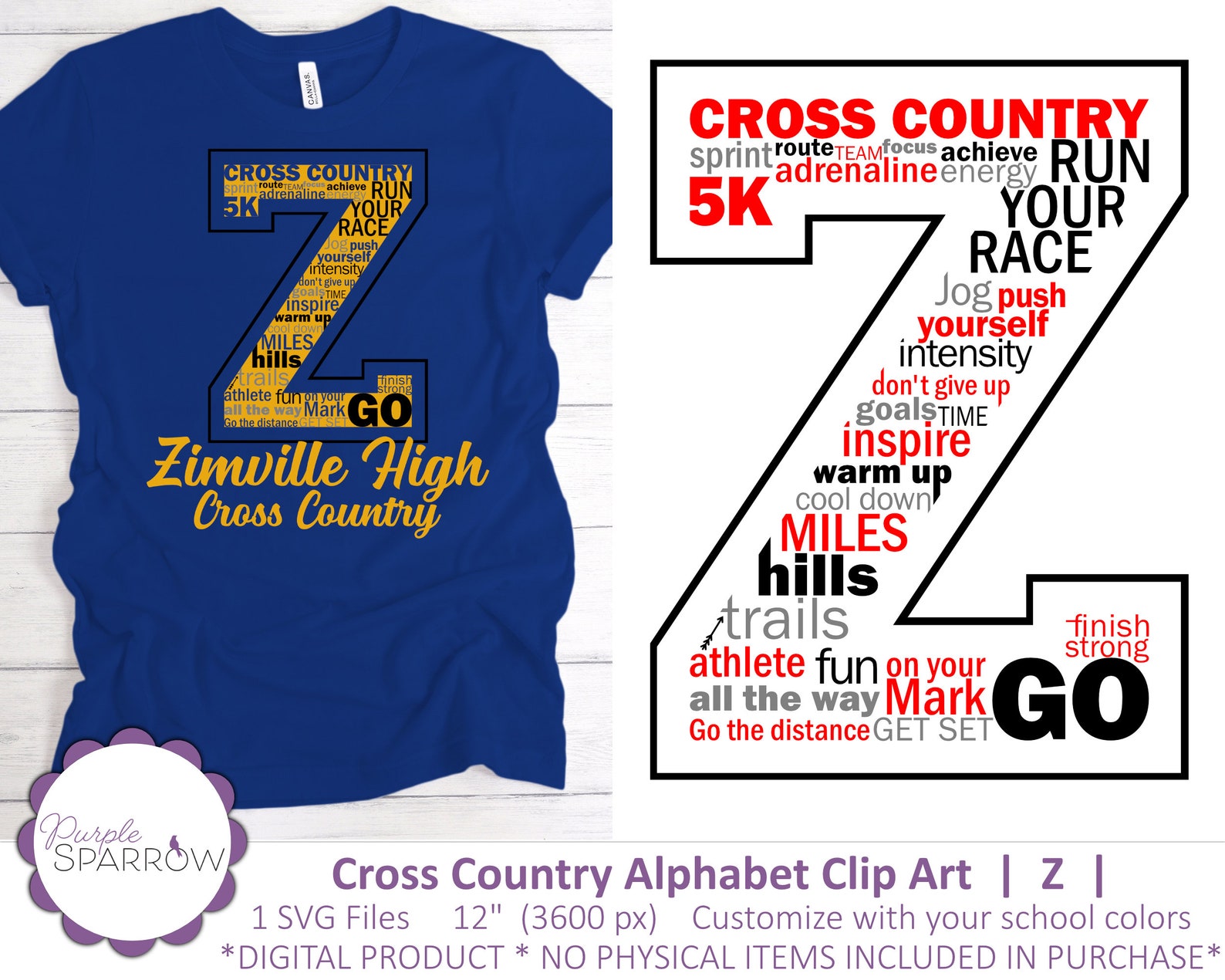 Cross Country Clip Art SVG | Z | Sublimation Design for Shirts, Totes ...
