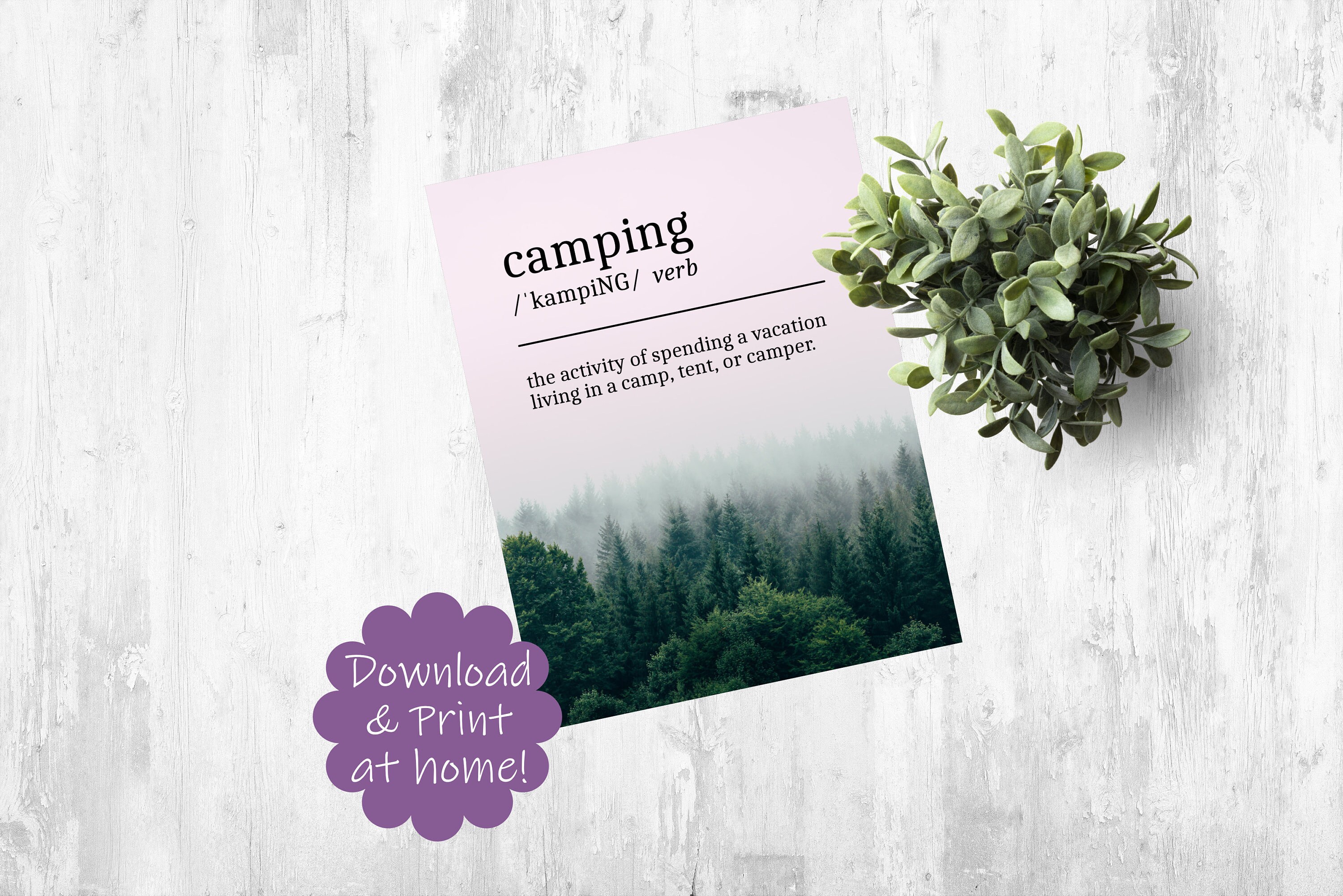 Camping | Definition Printable - Etsy