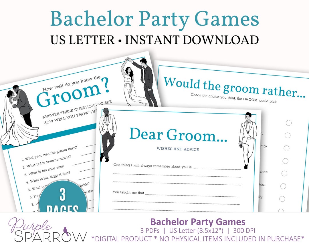 Bachelor Party Games | 3 Printable Pdfs | US Letter | Stag Night - Etsy