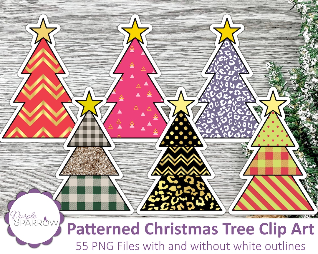 Patterned Christmas Tree Clip Art | 55 PNG Files (with and Without ...