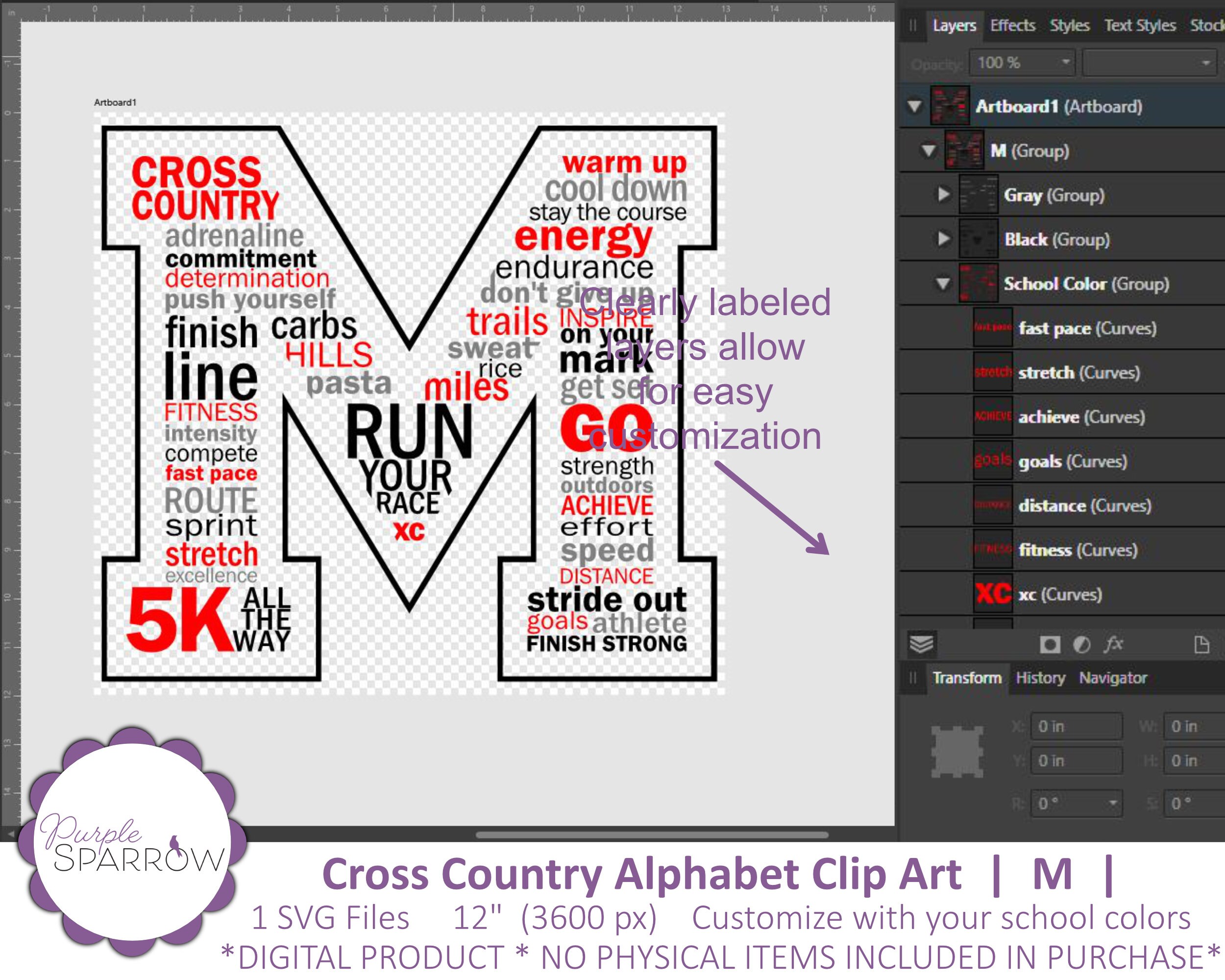 Cross Country Clip Art SVG | M | Sublimation Design for Shirts, Totes ...