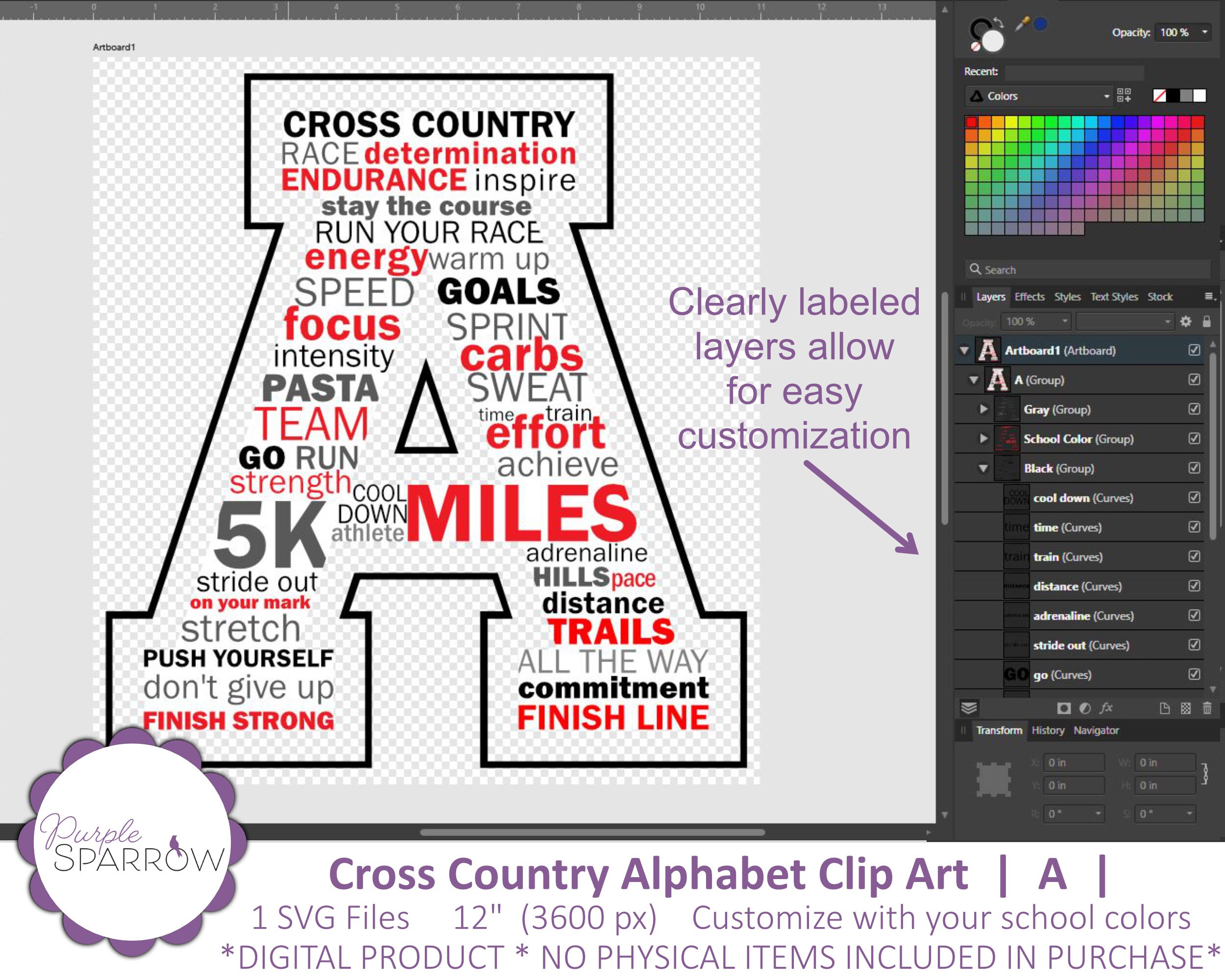 Cross Country Clip Art SVG | A | Sublimation Design for Shirts, Totes ...