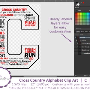 Cross Country Clip Art SVG | C | Sublimation Design for Shirts, Totes ...