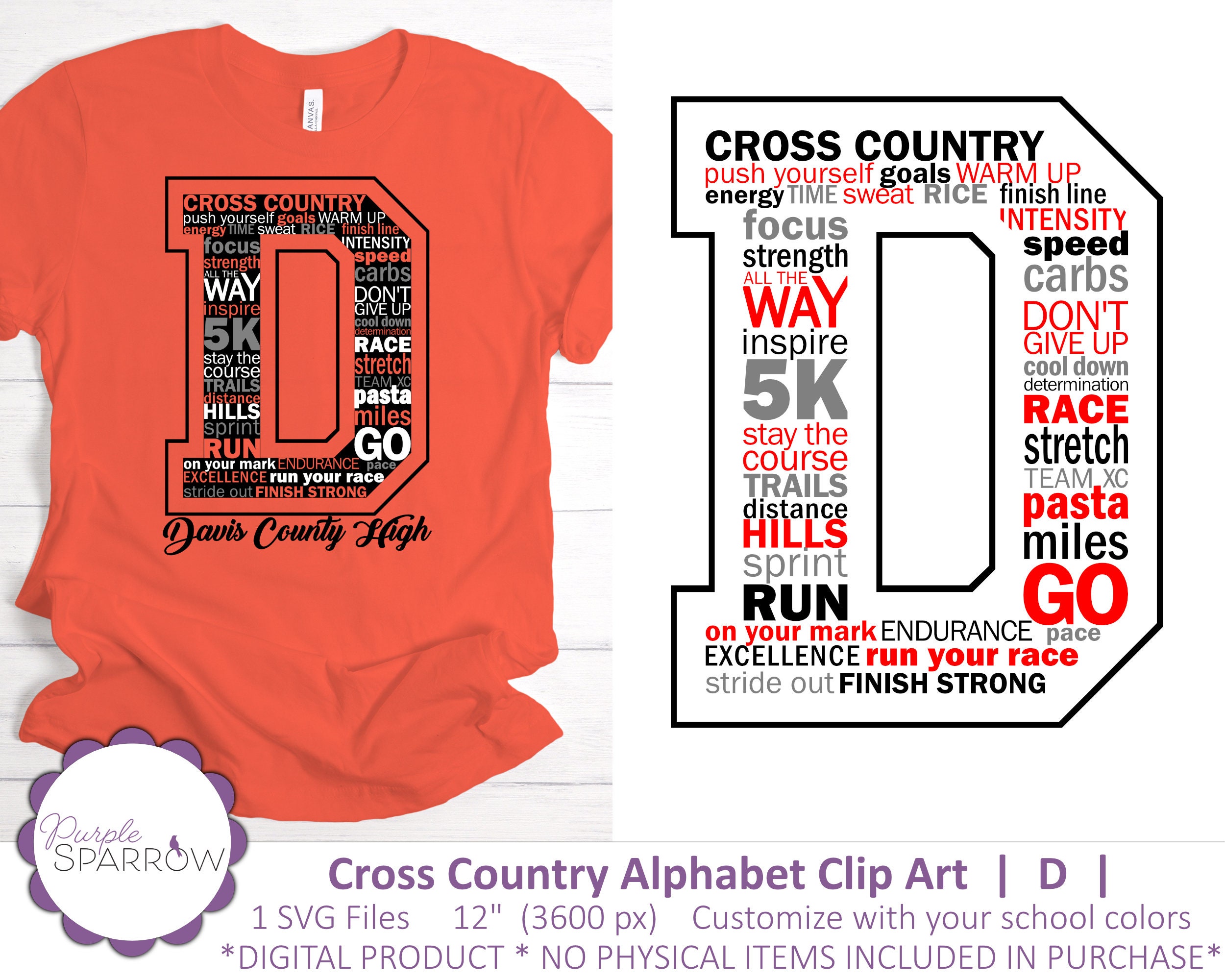 Cross Country Clip Art SVG | D | Sublimation Design for Shirts, Totes ...