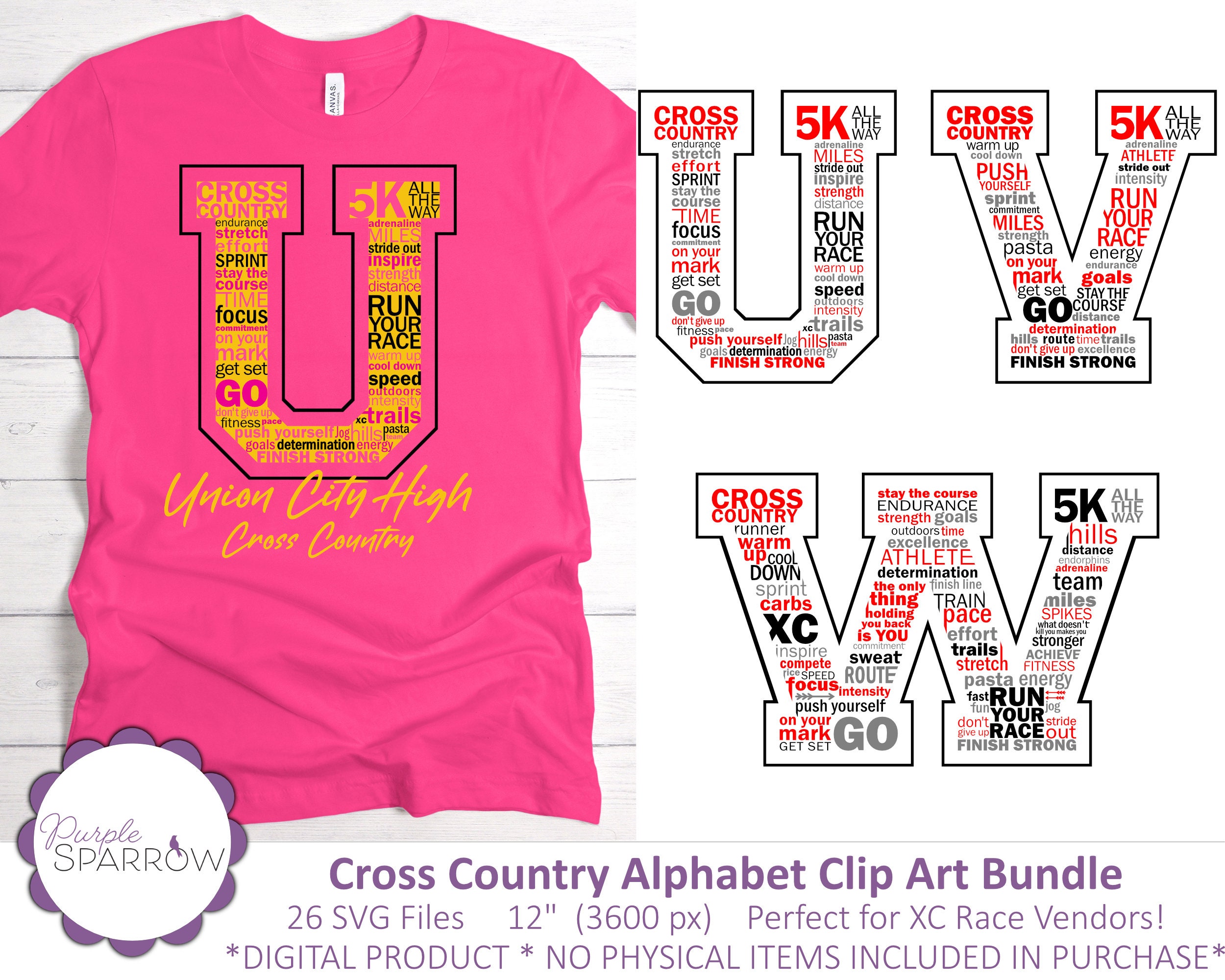 Cross Country Alphabet Clip Art SVG | T Shirt Sublimation Design Bundle ...