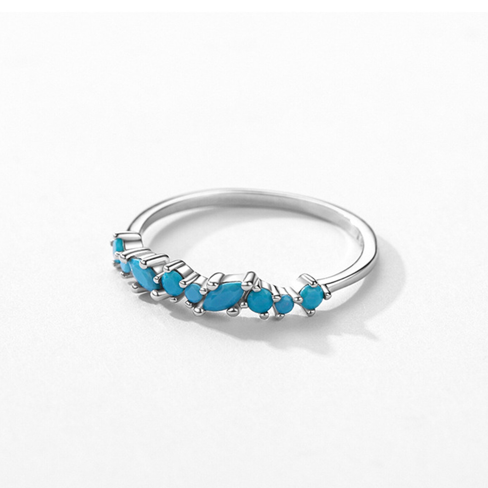925 Sterling Silver Turquoise Eternity Ring Turquoise Ring - Etsy