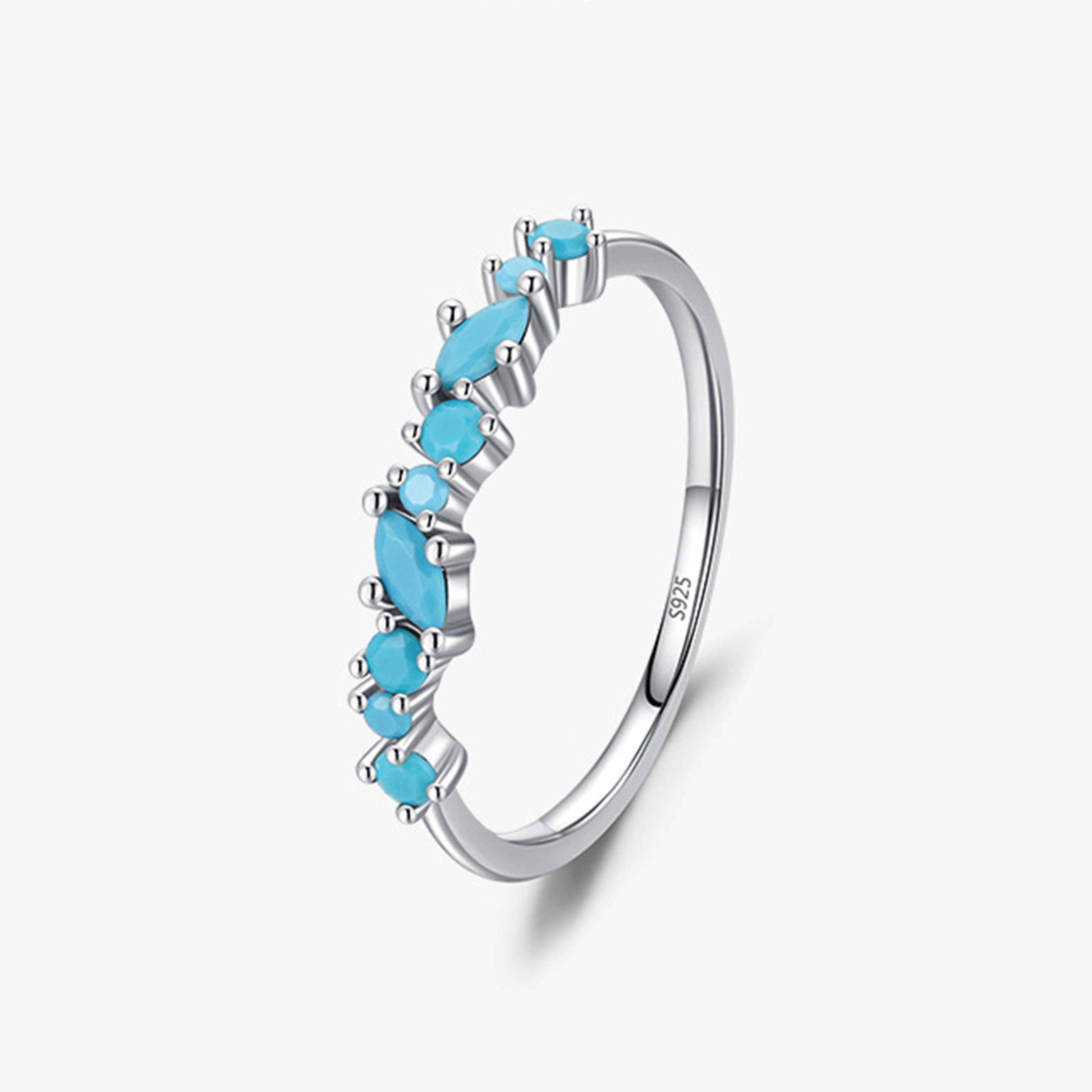 925 Sterling Silver Turquoise Eternity Ring Turquoise Ring - Etsy