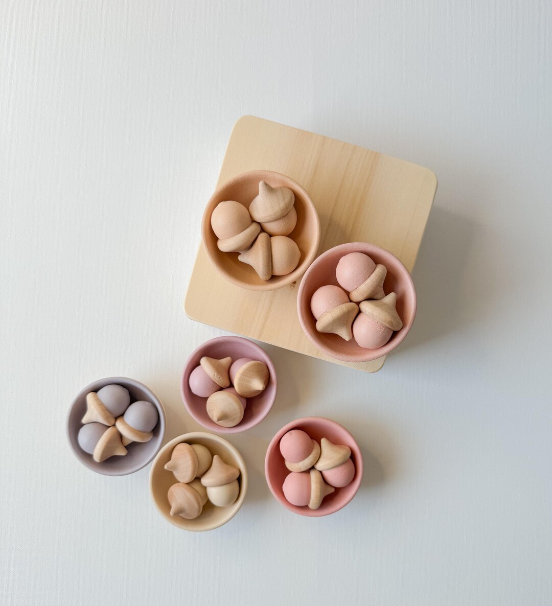 Wooden Acorn Toy Set: Montessori Color Sorting Cups for Toddlers - Etsy