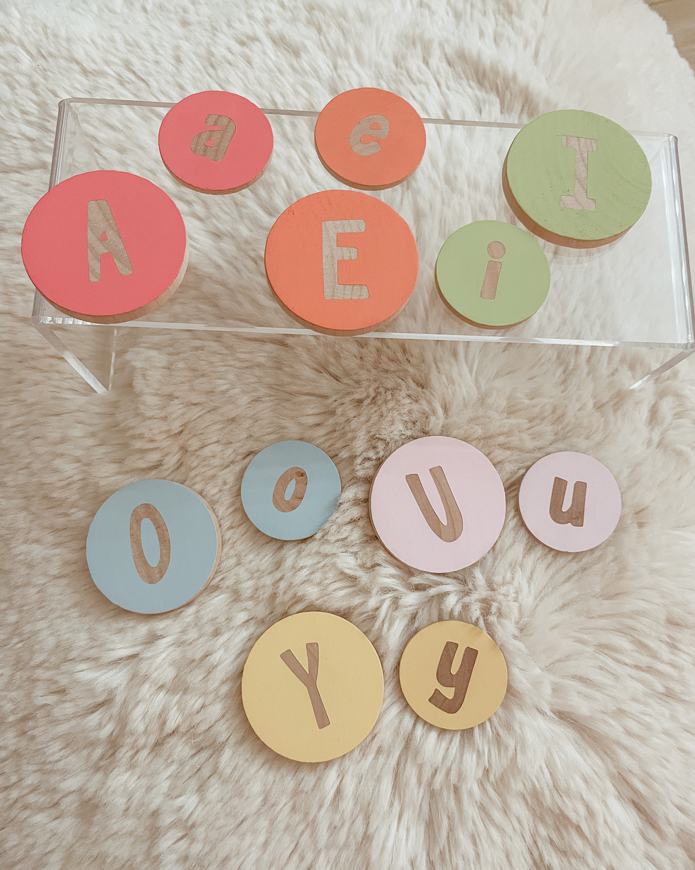 Wooden Vowel Learning Chips: Homeschool Educational Toy - Etsy