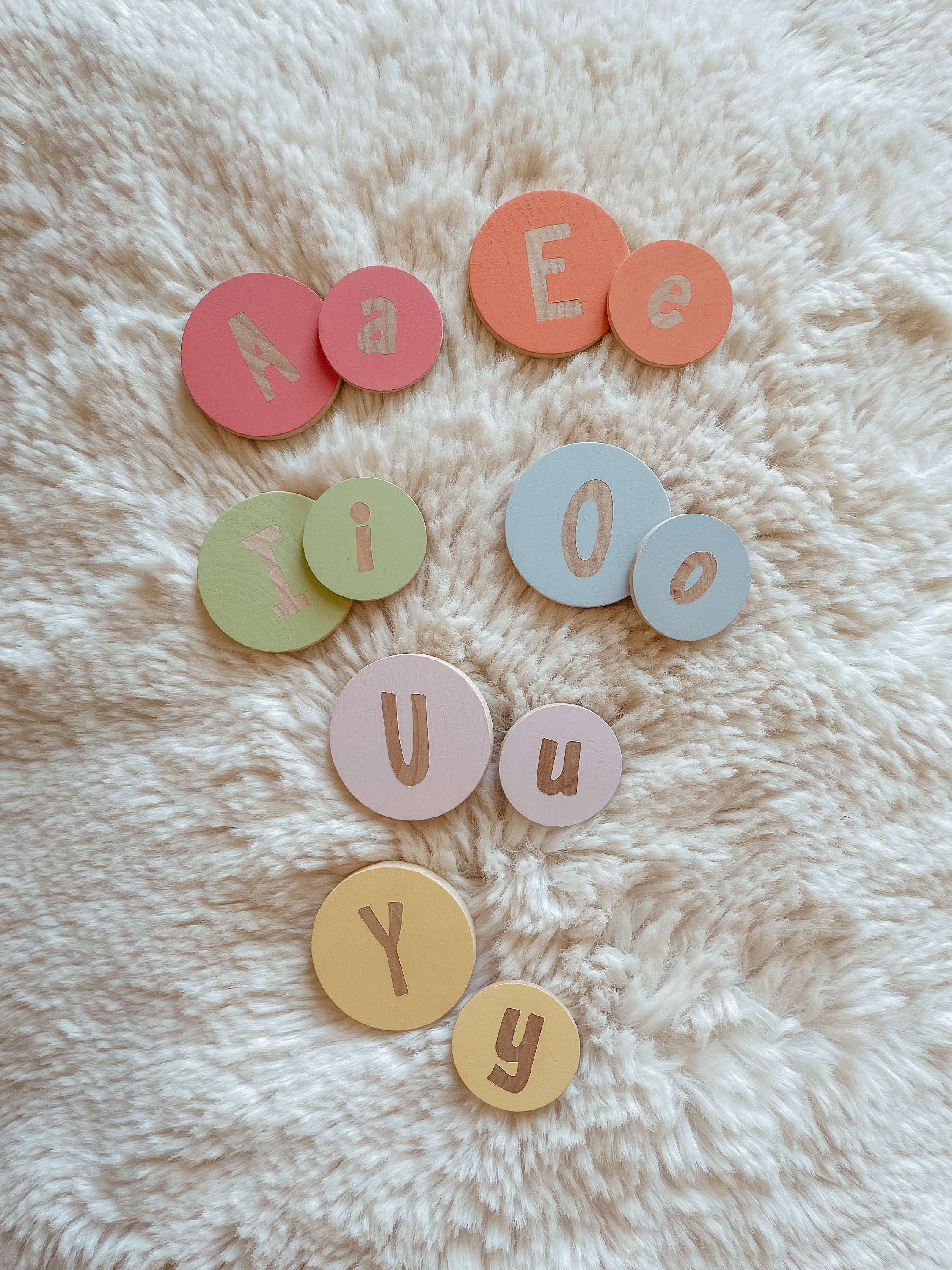 Wooden Vowel Learning Chips: Homeschool Educational Toy - Etsy