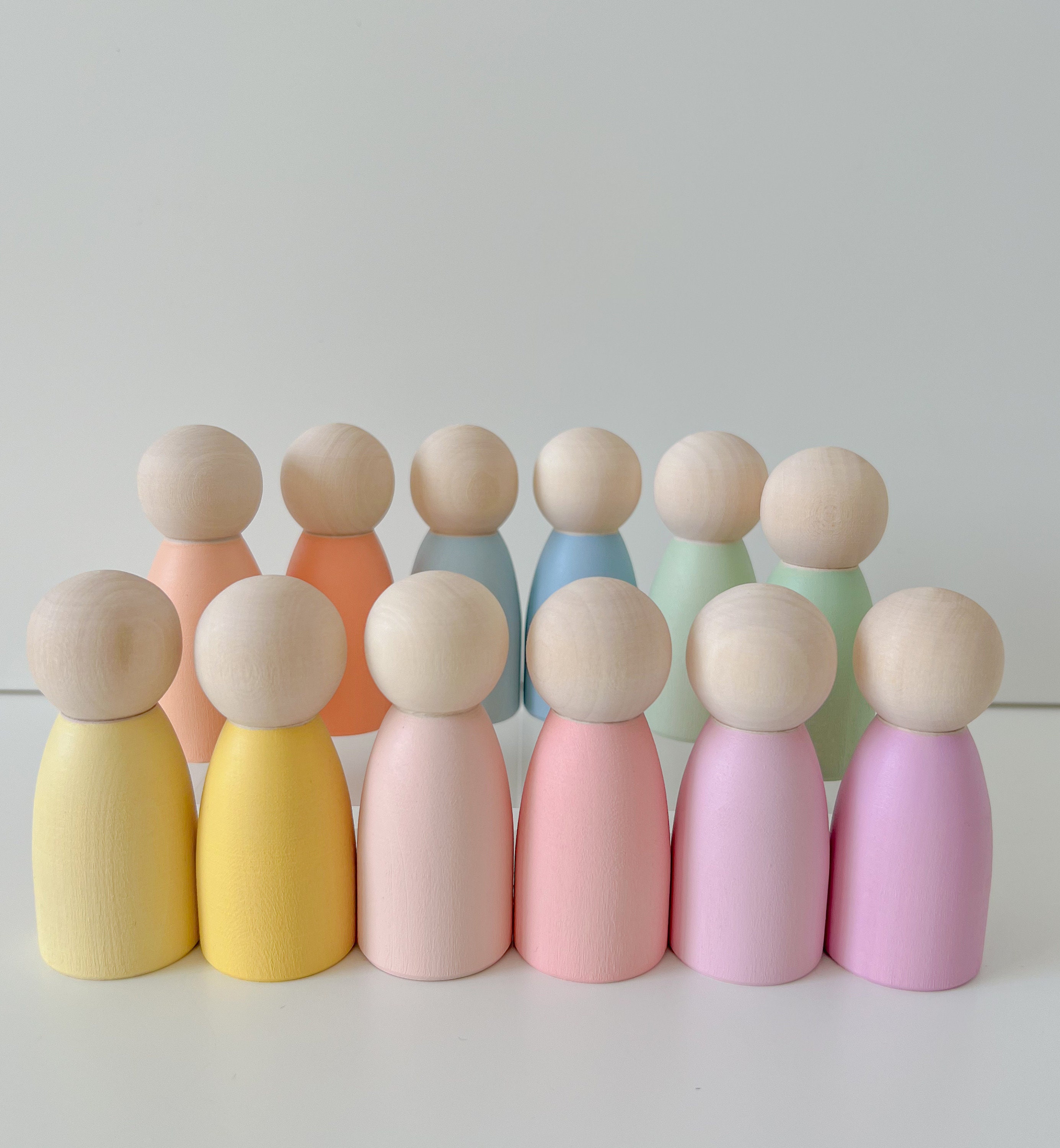 Modern Wooden Peg Doll Stand Toy Montessori Learning Motor Skill Open ...