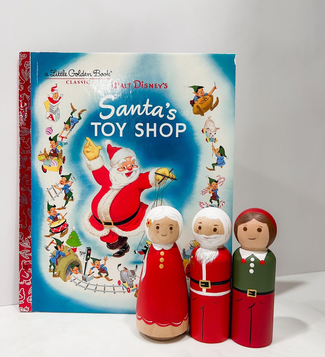 Santa Peg Doll Santa Toy Shop Mrs Claus Hand Painted Pegs Holiday ...