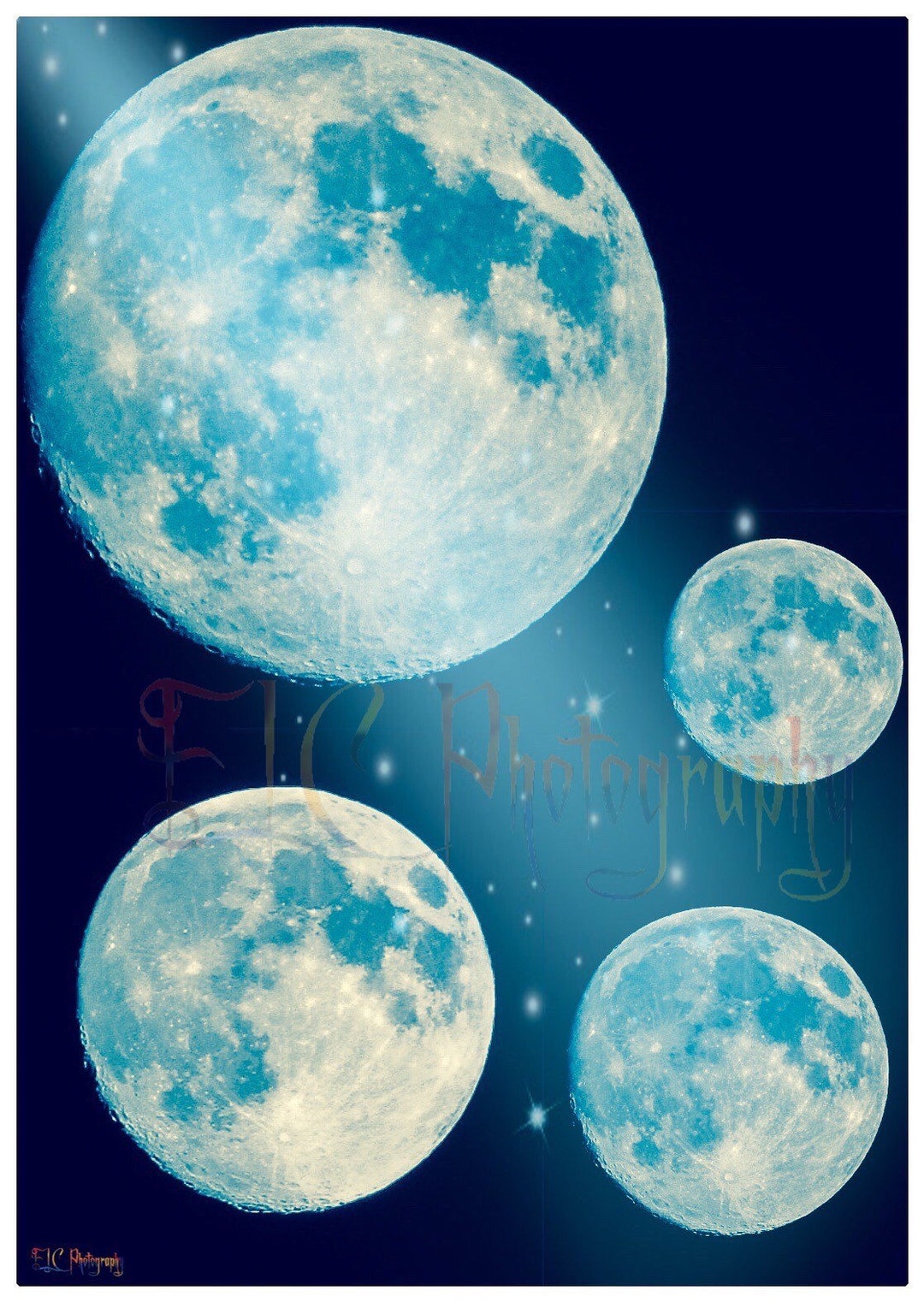 Four Blue Moons - Lunar Abstract Northern Hemisphere High Quality ...