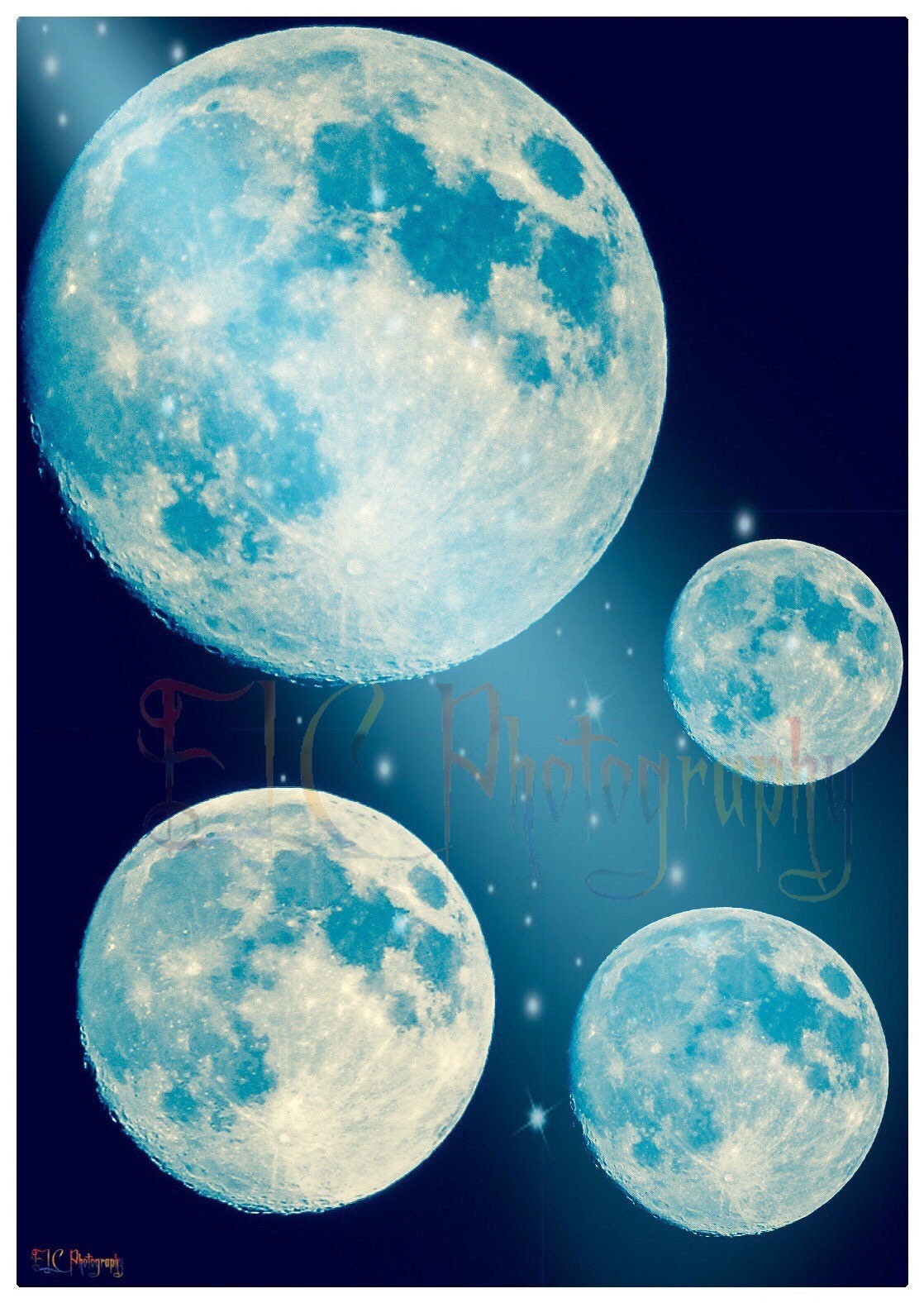 Four Blue Moons - Lunar Abstract Northern Hemisphere High Quality ...