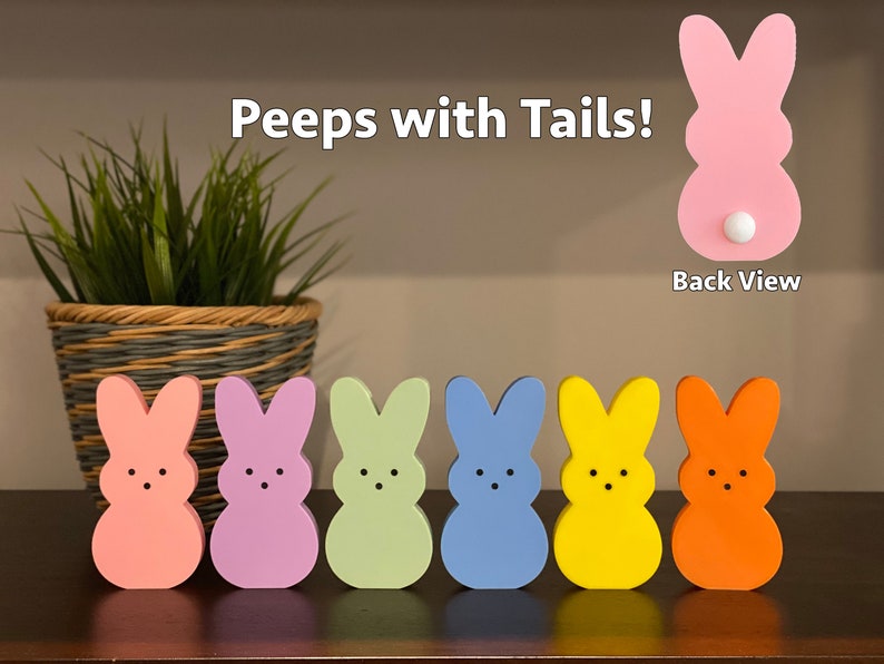 3D Printed Easter Bunny Peep Decor With Tail - Etsy