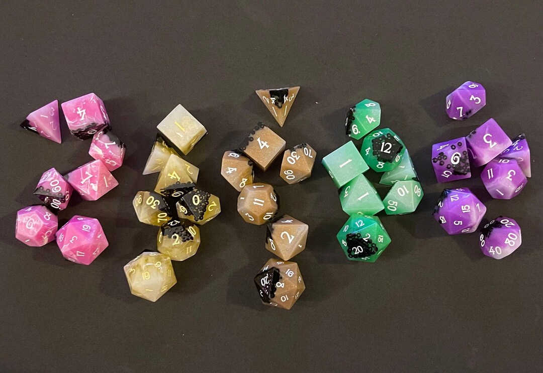 Boba Tea Themed Sharp Edge RPG Resin Dice Sets: Strawberry, Matcha ...