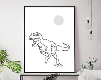 T Rex Line Drawing - Etsy