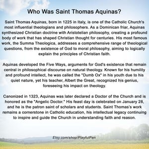 St Thomas Aquinas Wall Art Printable Poster, Saint Thomas Picture ...