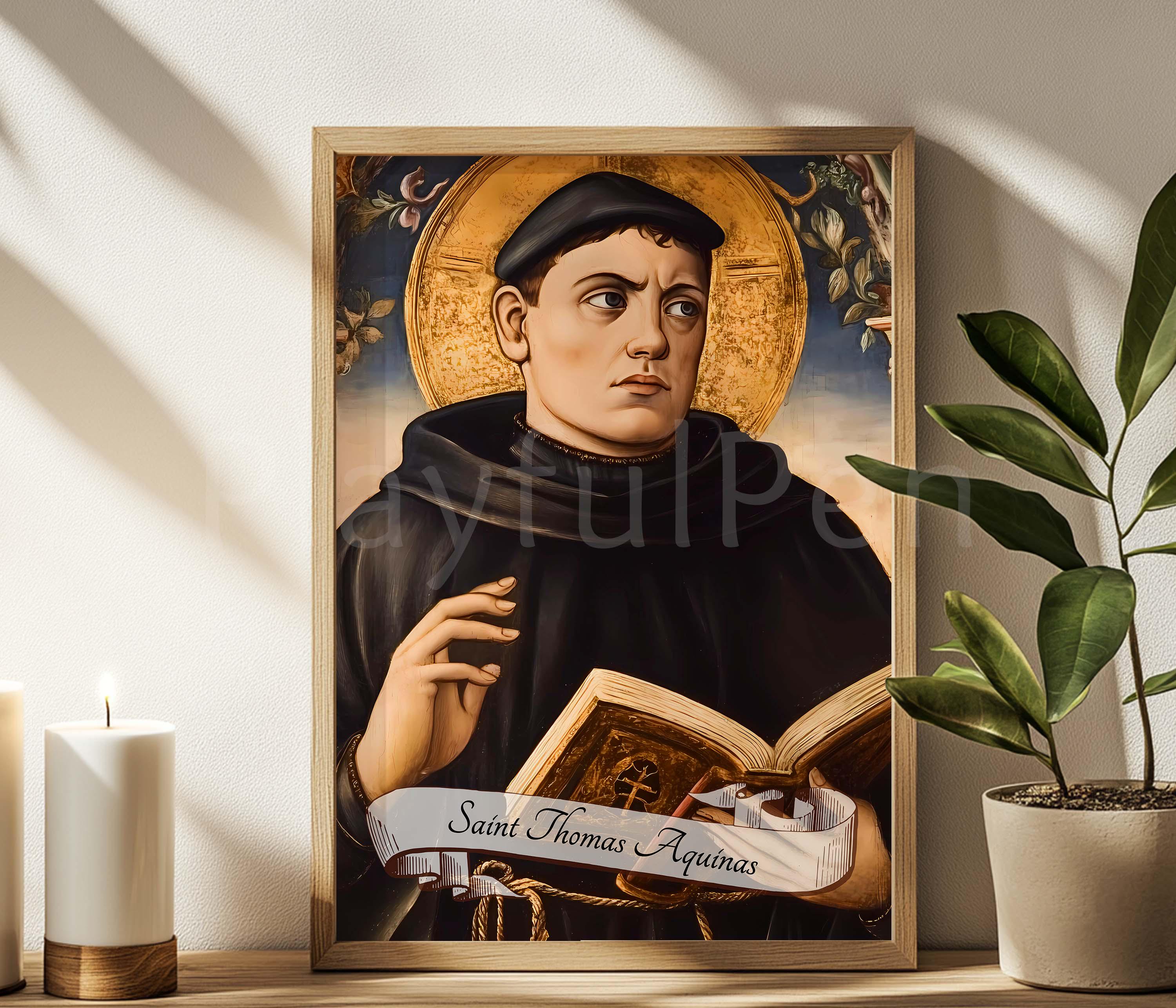 St Thomas Aquinas Wall Art Printable Poster, Saint Thomas Picture ...