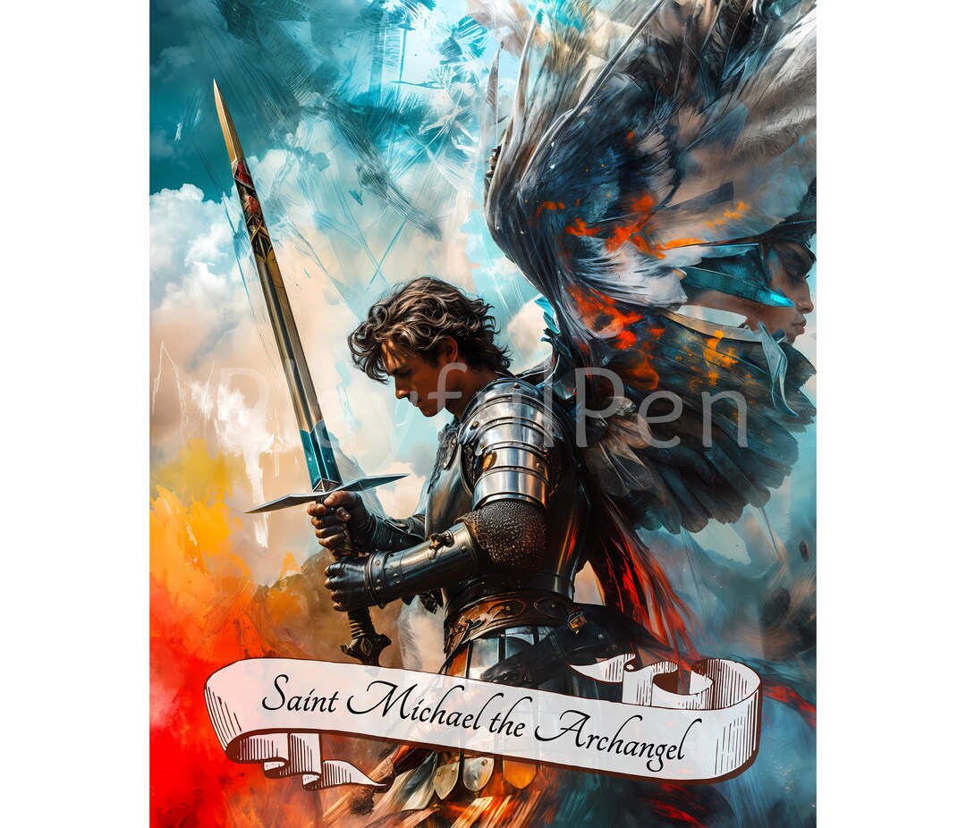 Saint Michael the Archangel Printable Wall Art, Catholic Poster Print ...