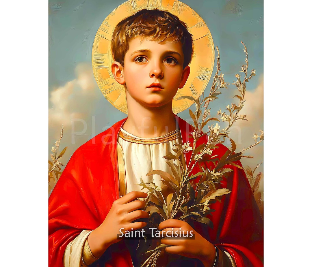 St Tarcisius Wall Art Printable Poster, Young Catholic Saint Art, Traditional Portrait Eucharist ...