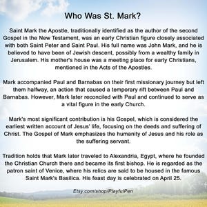 Saint Mark the Evangelist Printable Wall Art, Catholic Religious Saints ...