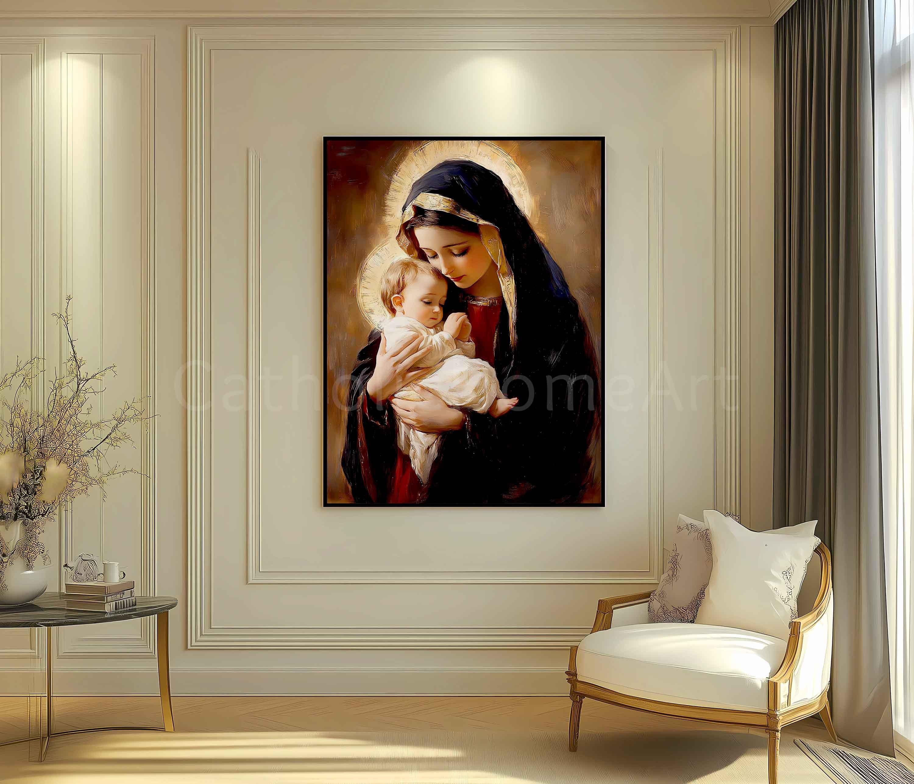 Mary and Baby Jesus Wall Art Printable, Mary With Infant Jesus Catholic ...