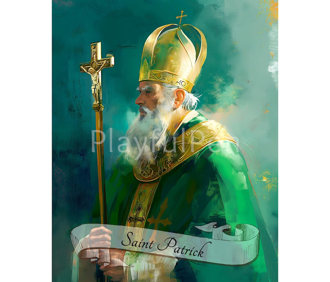 Saint Patrick Printable Wall Art, Catholic Poster Print, Religious Art ...