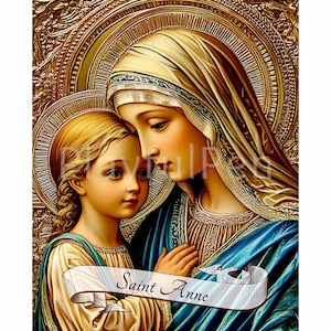 Saint Anne Mother of Mary Printable Wall Art Print, Holy Family Digital ...
