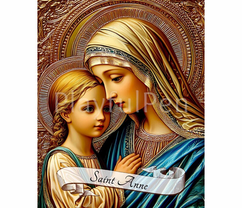 Saint Anne Mother of Mary Printable Wall Art Print, Holy Family Digital ...