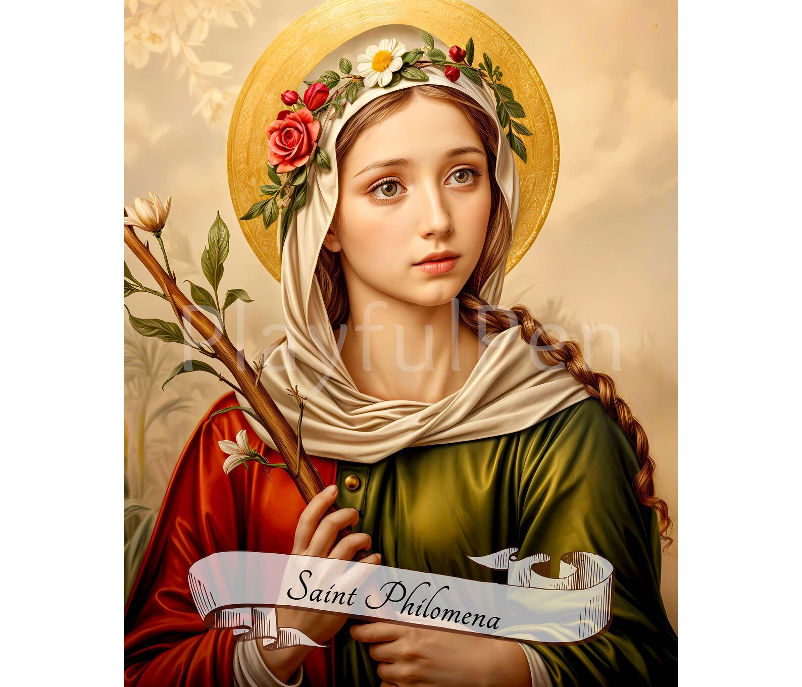 St Philomena Wall Art Printable, Saint Philomena Christian Devotion ...