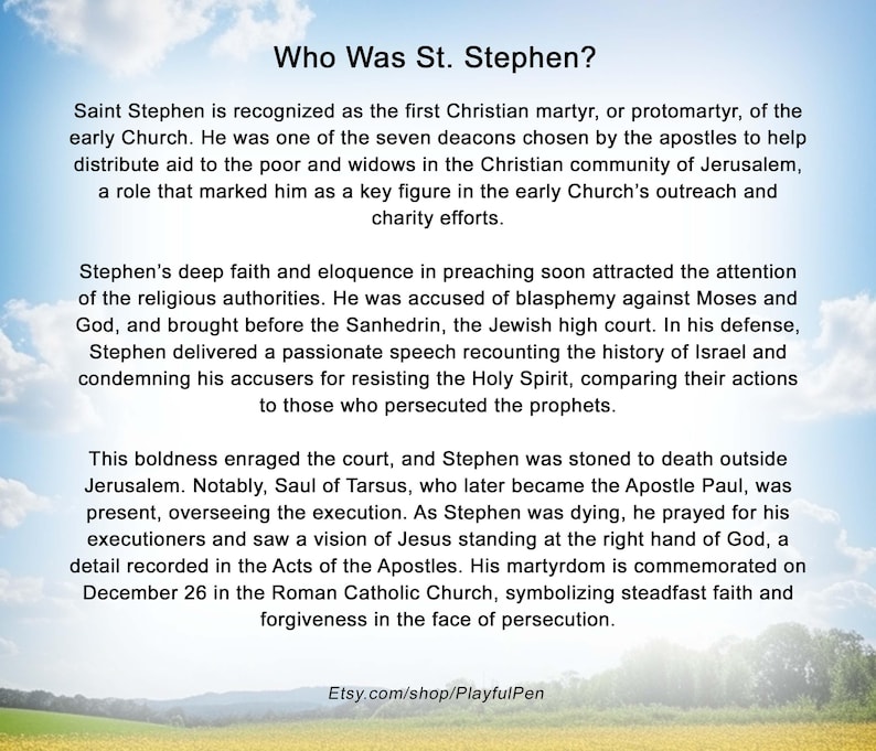 Saint Stephen Printable Wall Art, Catholic Religious Saints Art Print ...