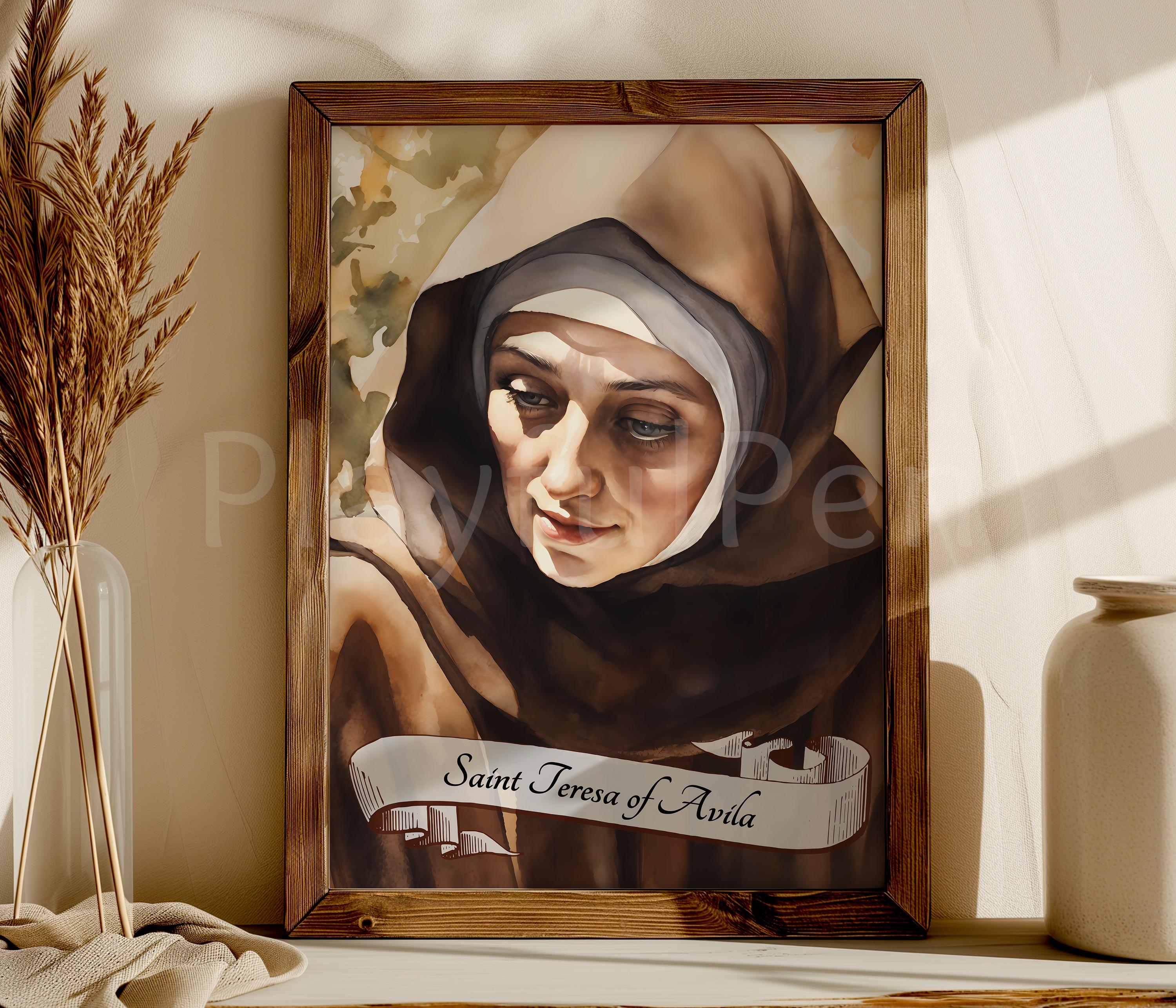 Saint Teresa of Avila Printable Wall Art, Catholic Religious Saints Art ...