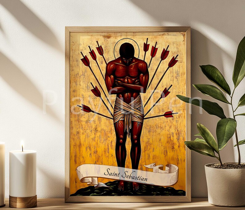 St Sebastian Wall Art Printable Poster, Saint Sebastian Picture ...