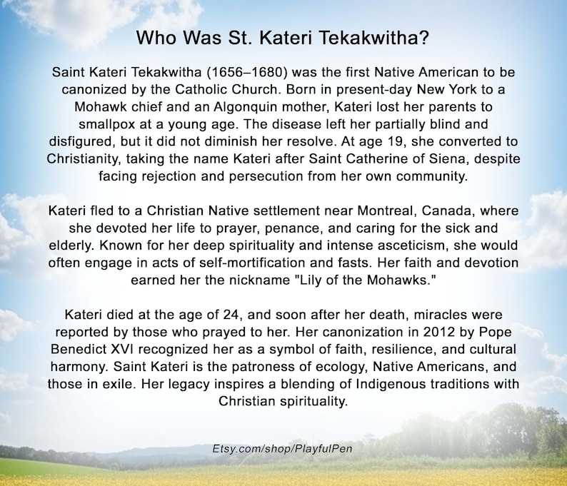 St Kateri Tekakwitha Printable Wall Art, Lily of the Mohawks Catholic ...