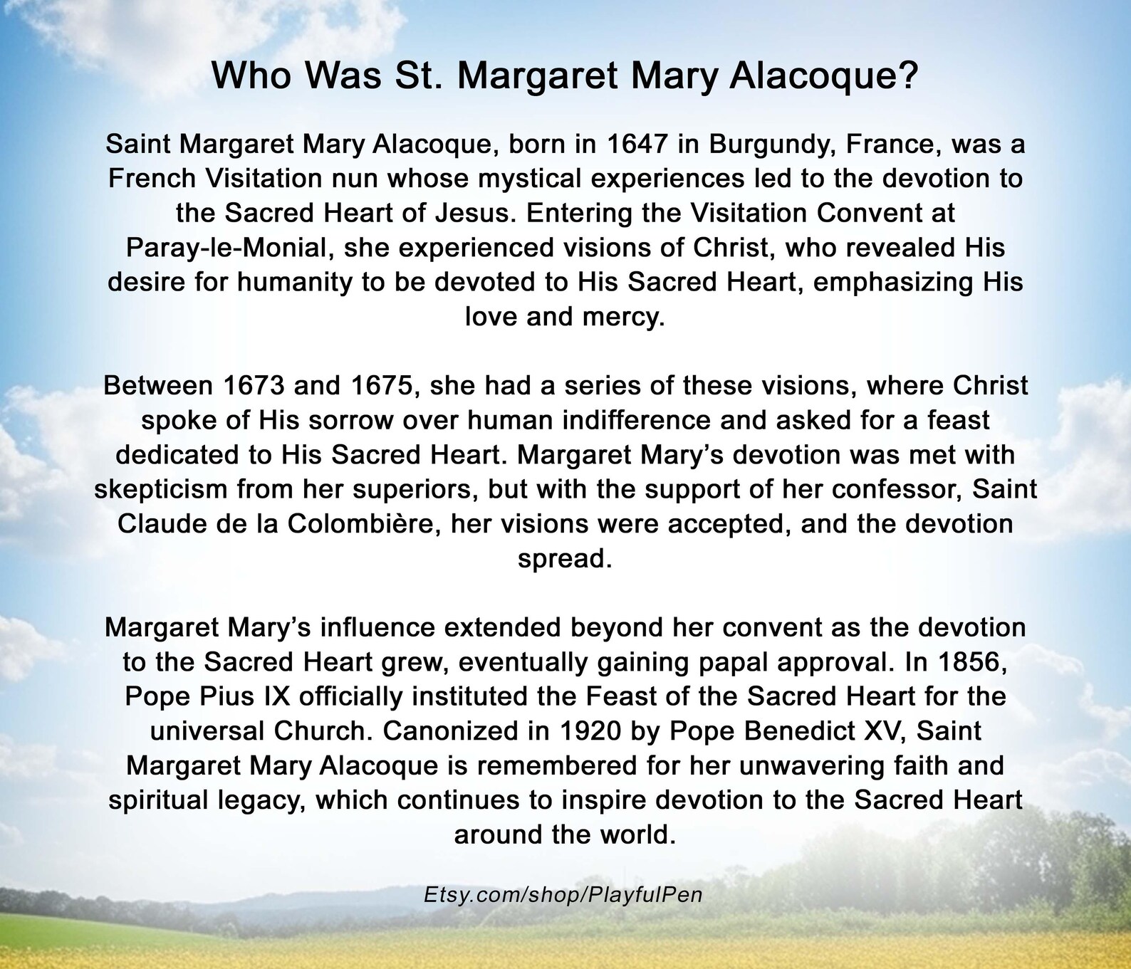 St Margaret Mary Alacoque Wall Art, Visitation Nun, Catholic Printable ...