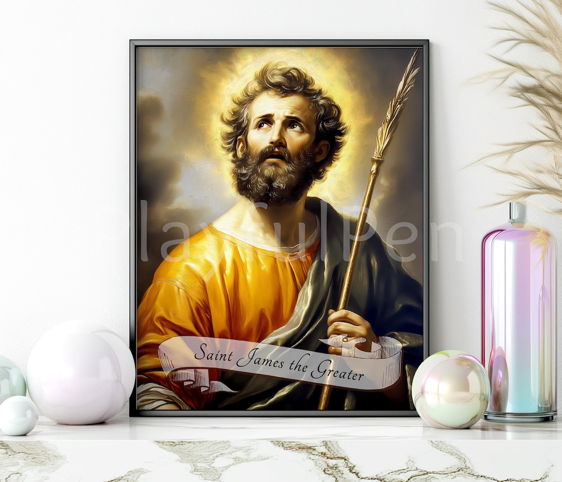 St. James the Greater Art Print, Catholic Wall Art Printable, Religious ...