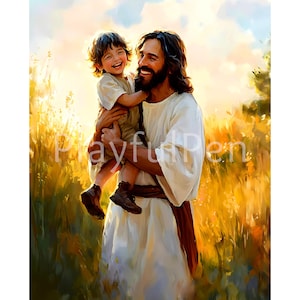 Jesus With a Child Wall Art Printable, Jesus With a Boy Art, Jesus With ...