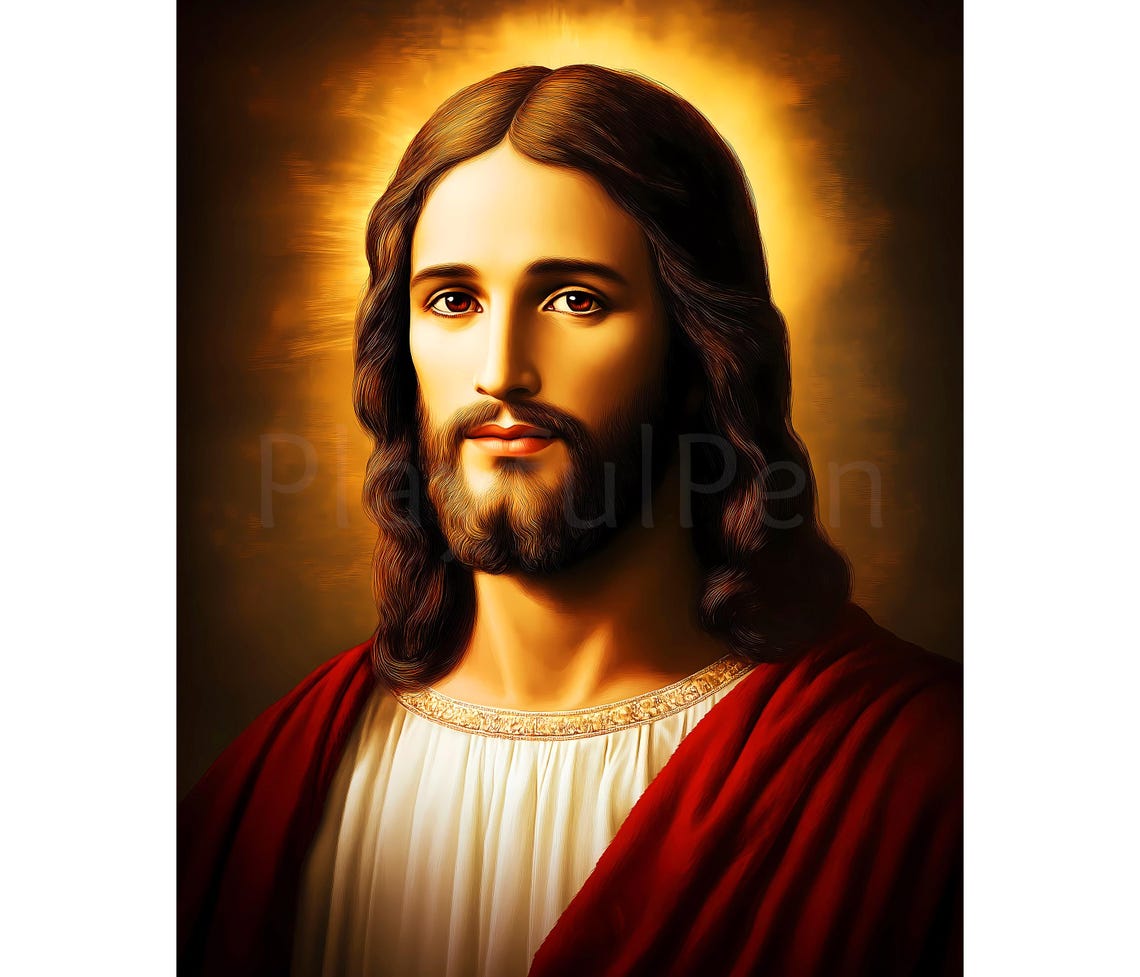 Portrait of Jesus Christ Printable Poster, Jesus Portrait Wall Art ...