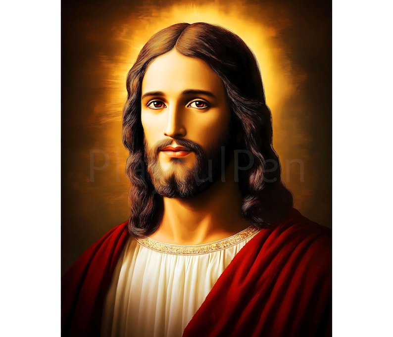 Portrait of Jesus Christ Printable Poster, Jesus Portrait Wall Art ...